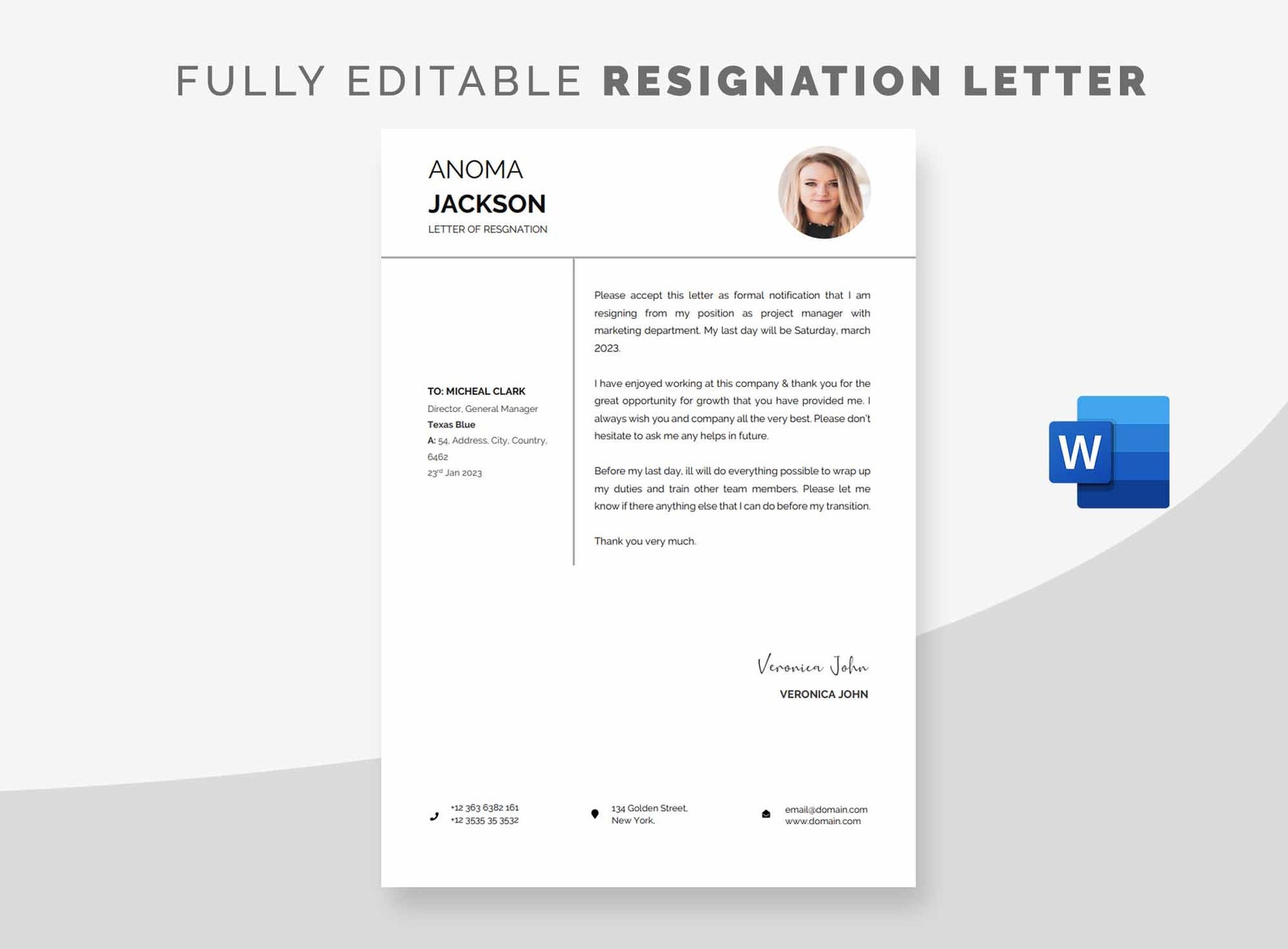 Resignation Letter Professional Resignation Resignation - Etsy