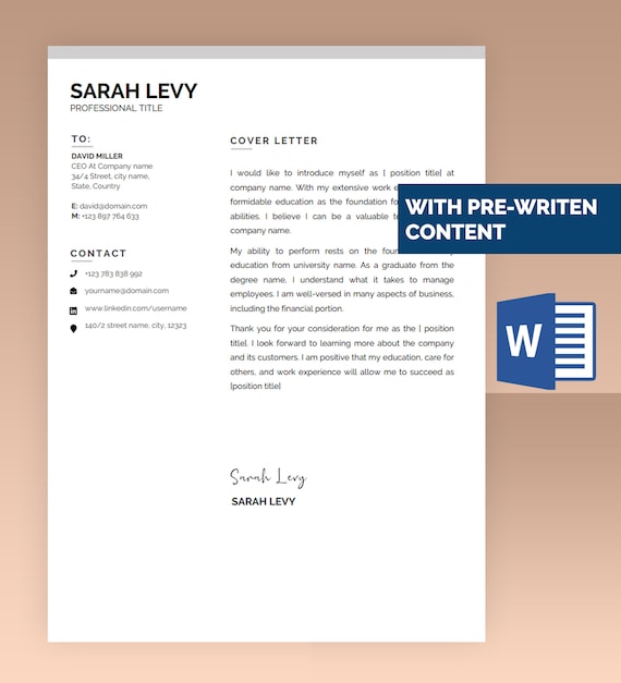 Cover Page Of Resume Modern Resume Template & Cover Letter Bundle
