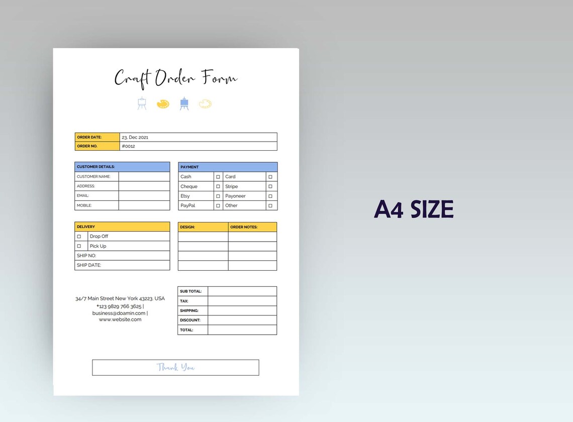 Editable Craft Order Form, Small Business Order Form Template, Editable ...