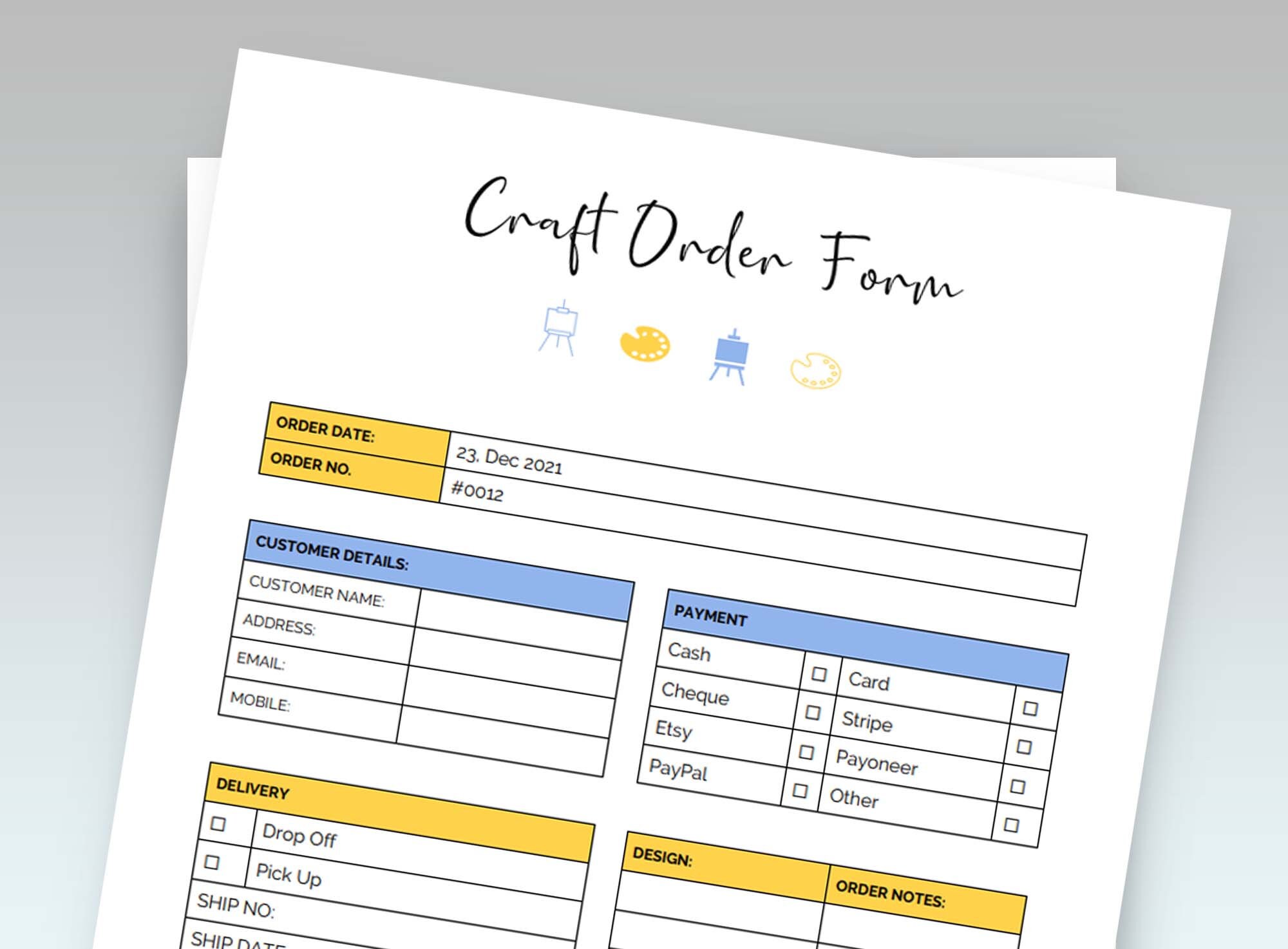 Editable Craft Order Form, Small Business Order Form Template, Editable ...