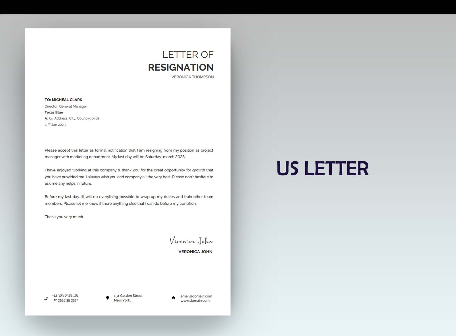 Resignation Letter Template Professional Resignation Letter - Etsy UK