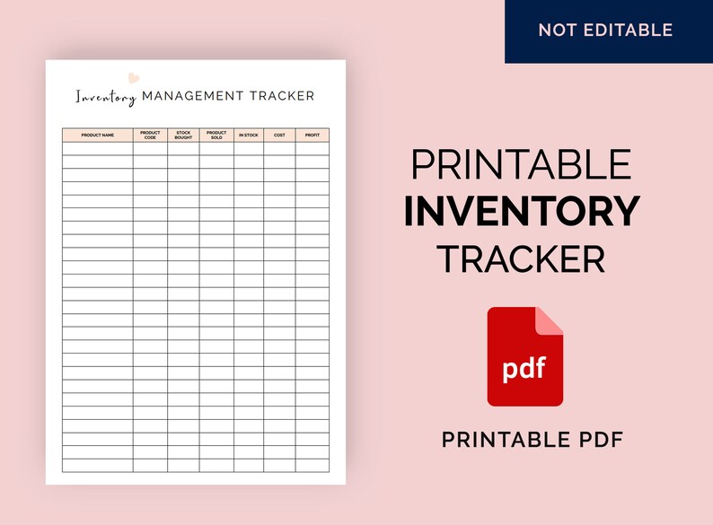 Printable Inventory Management Tracker, Inventory Tracker, PDF ...