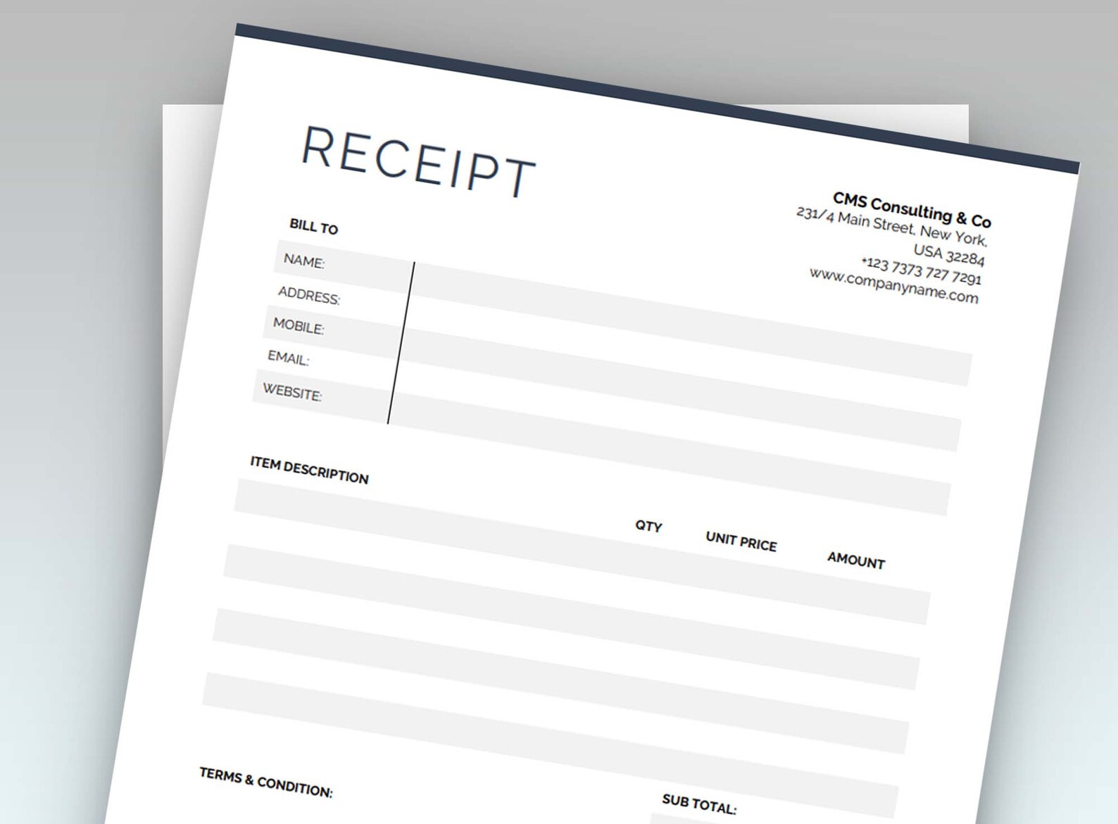 Editable Receipt Template, Receipt Template Small Business, Printable ...