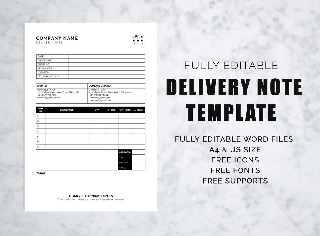 Delivery Note, Modern Delivery Note Example, Digital Delivery Note ...