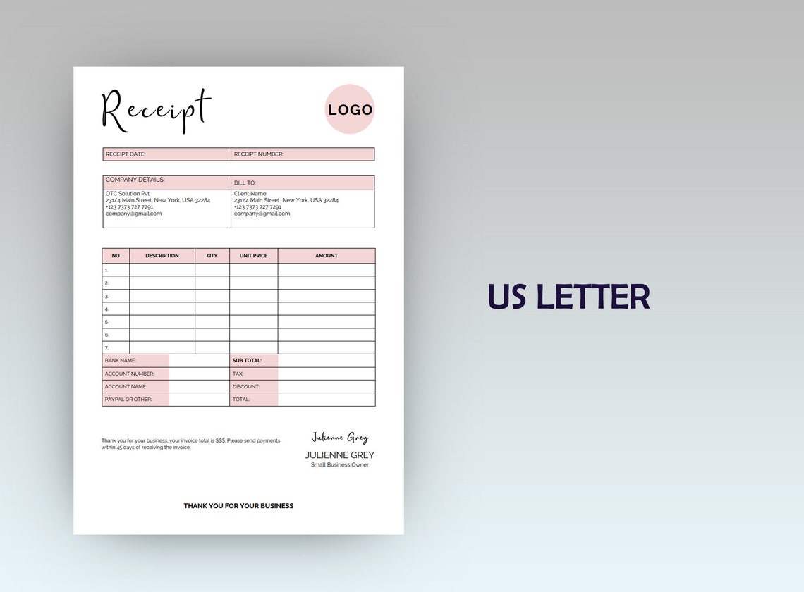 Editable Receipt Template Business Receipt Receipt Template Receipt ...