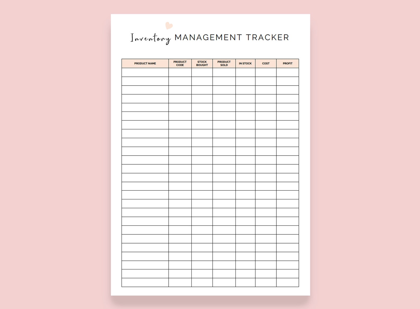 Printable Inventory Management Tracker, Inventory Tracker, PDF ...
