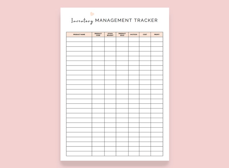 Printable Inventory Management Tracker, Inventory Tracker, PDF ...