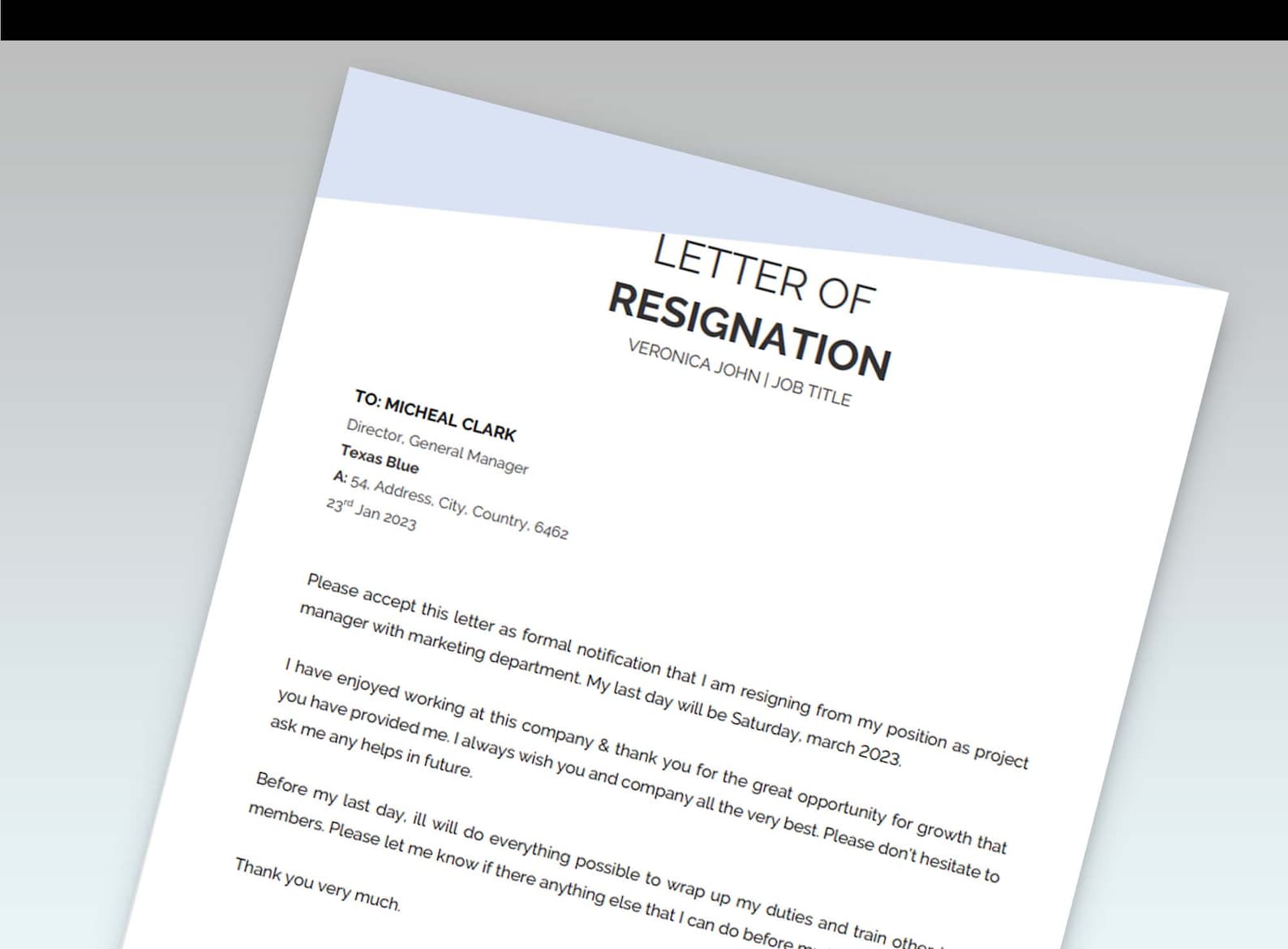 Professional Resignation Letter Resignation Letter Template - Etsy Ireland