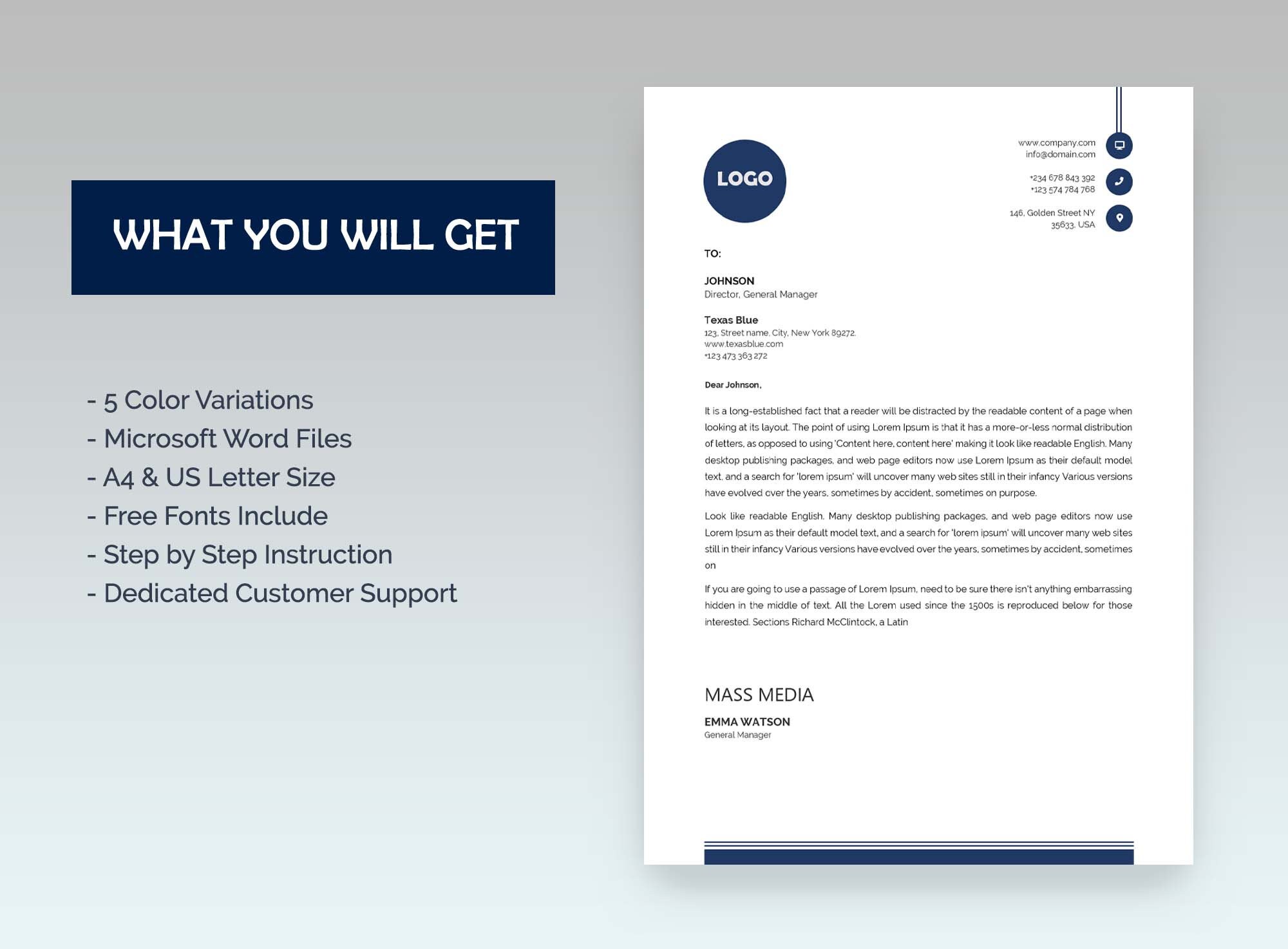 Letterhead Template, Business Letterhead Design, Custom Letterhead ...