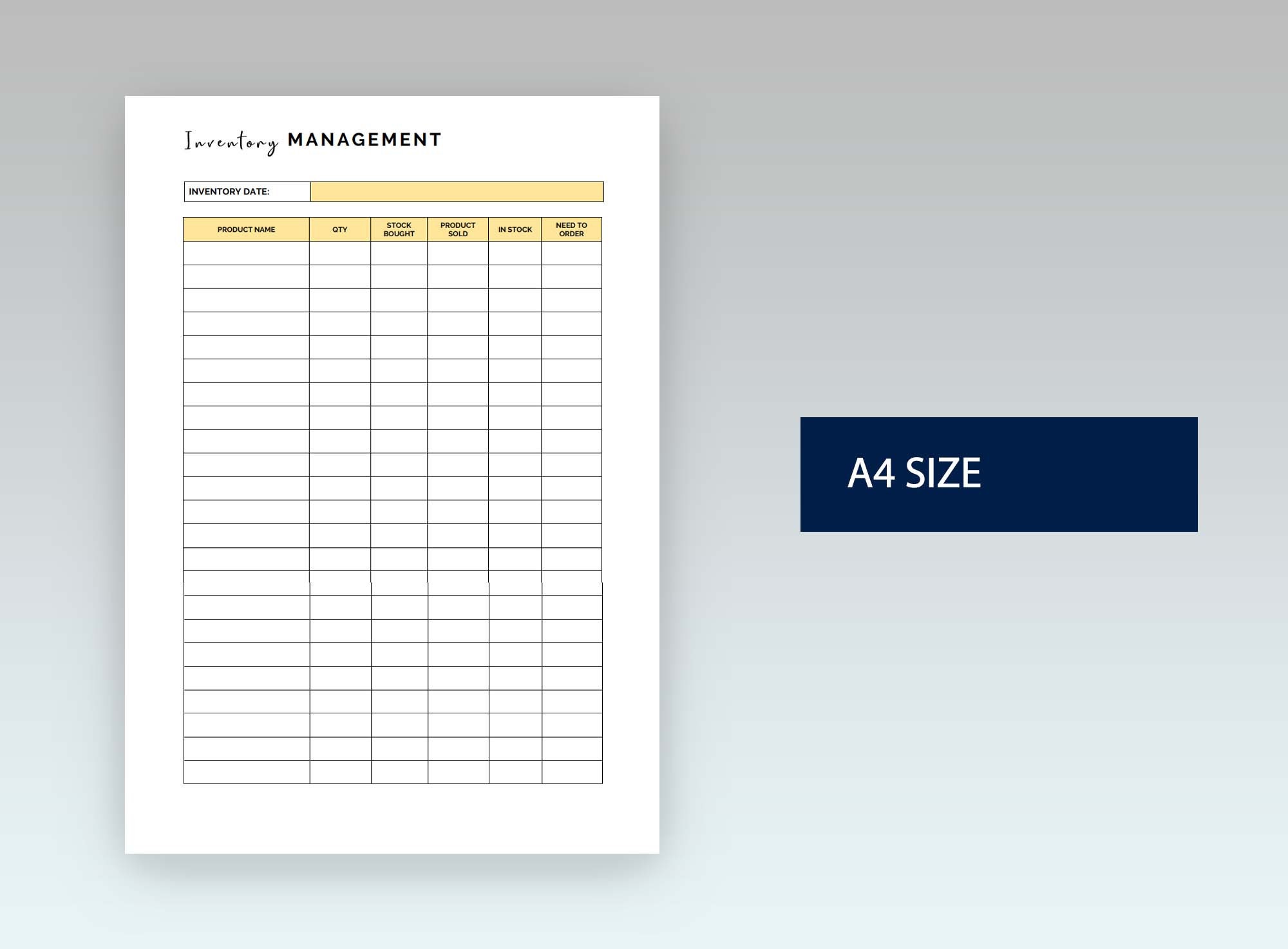 Business Inventory Template. Printable Inventory Management Form ...