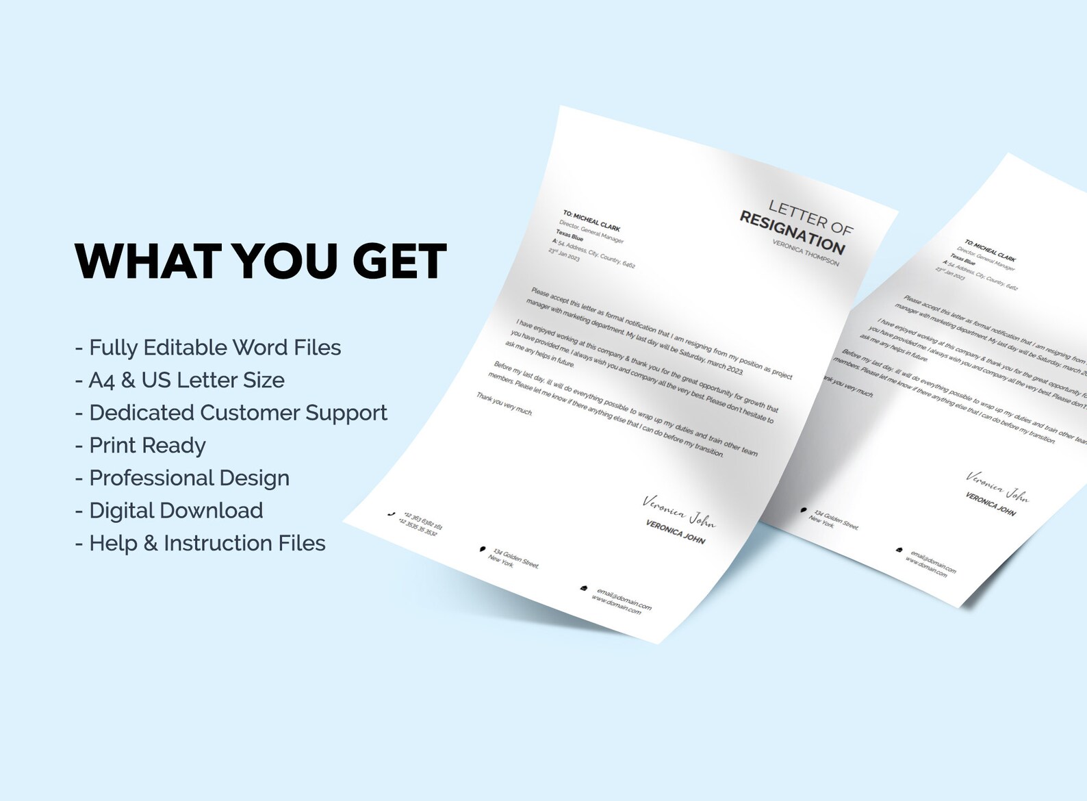 Resignation Letter Template, Professional Resignation Letter With ...