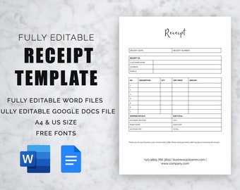 Receipt Google Docs - Etsy