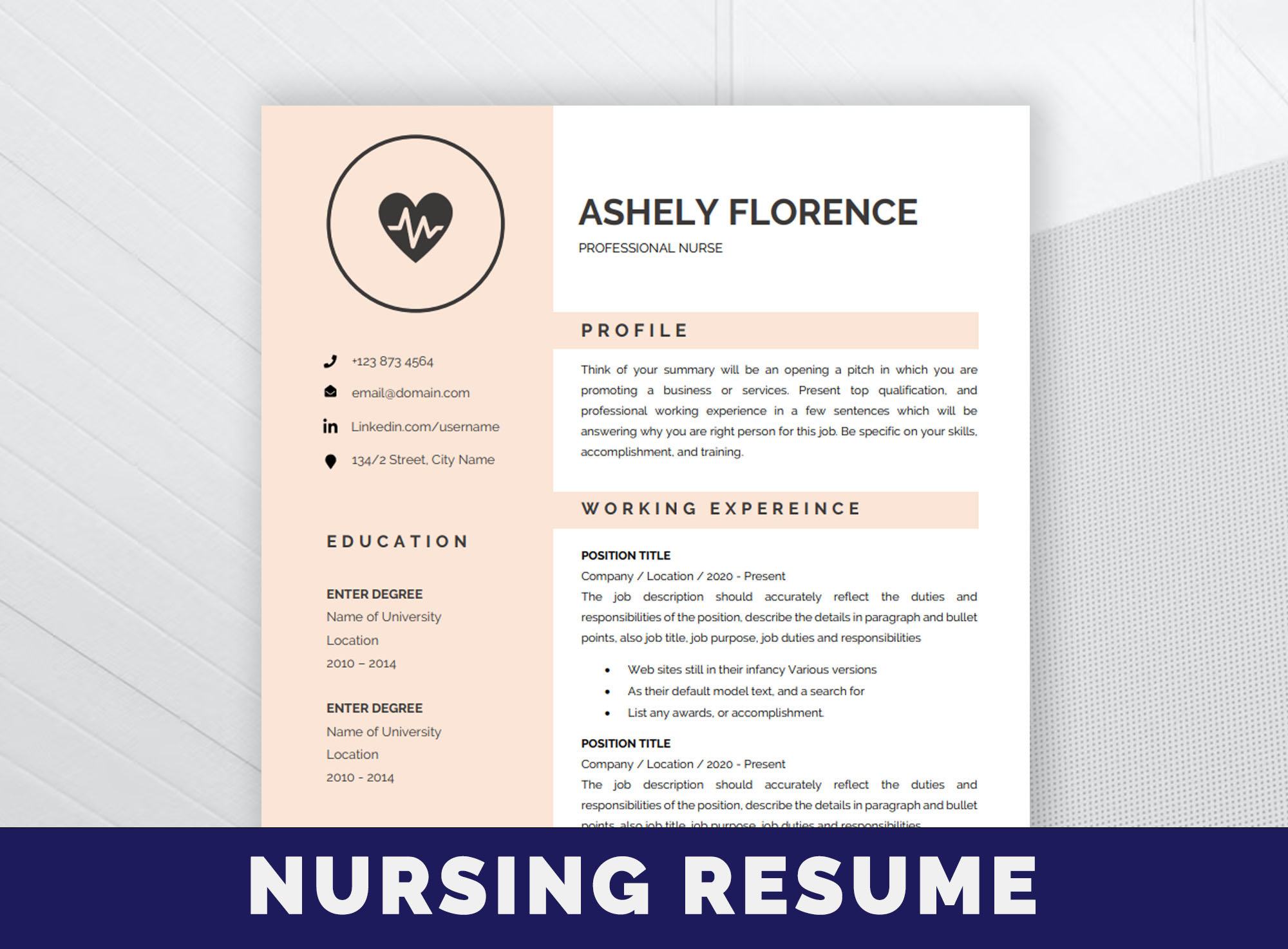 Medical Resume Template Word, RN Nurse Resume Template, RN Resume ...