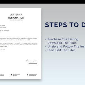 Resignation Letter Template Professional Resignation Letter - Etsy