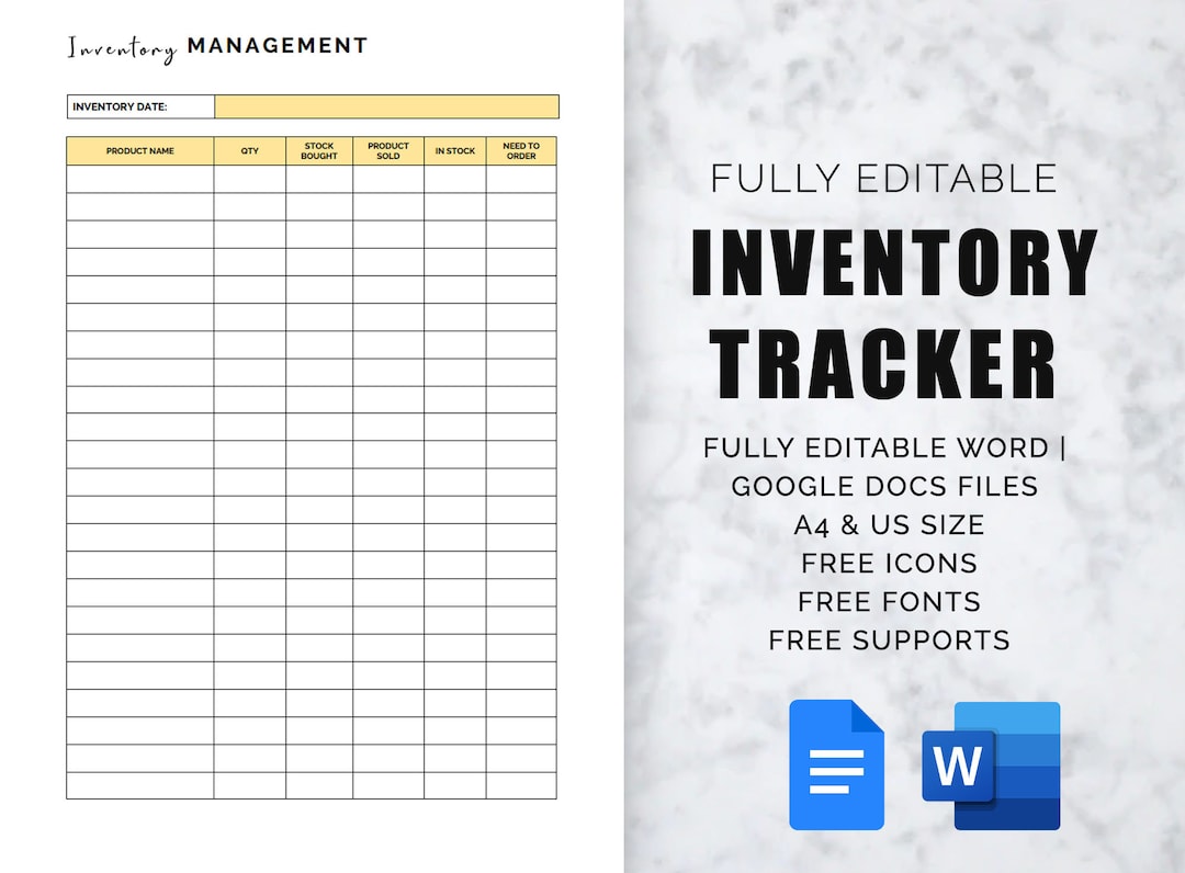 Business Inventory Template. Printable Inventory Management Form ...