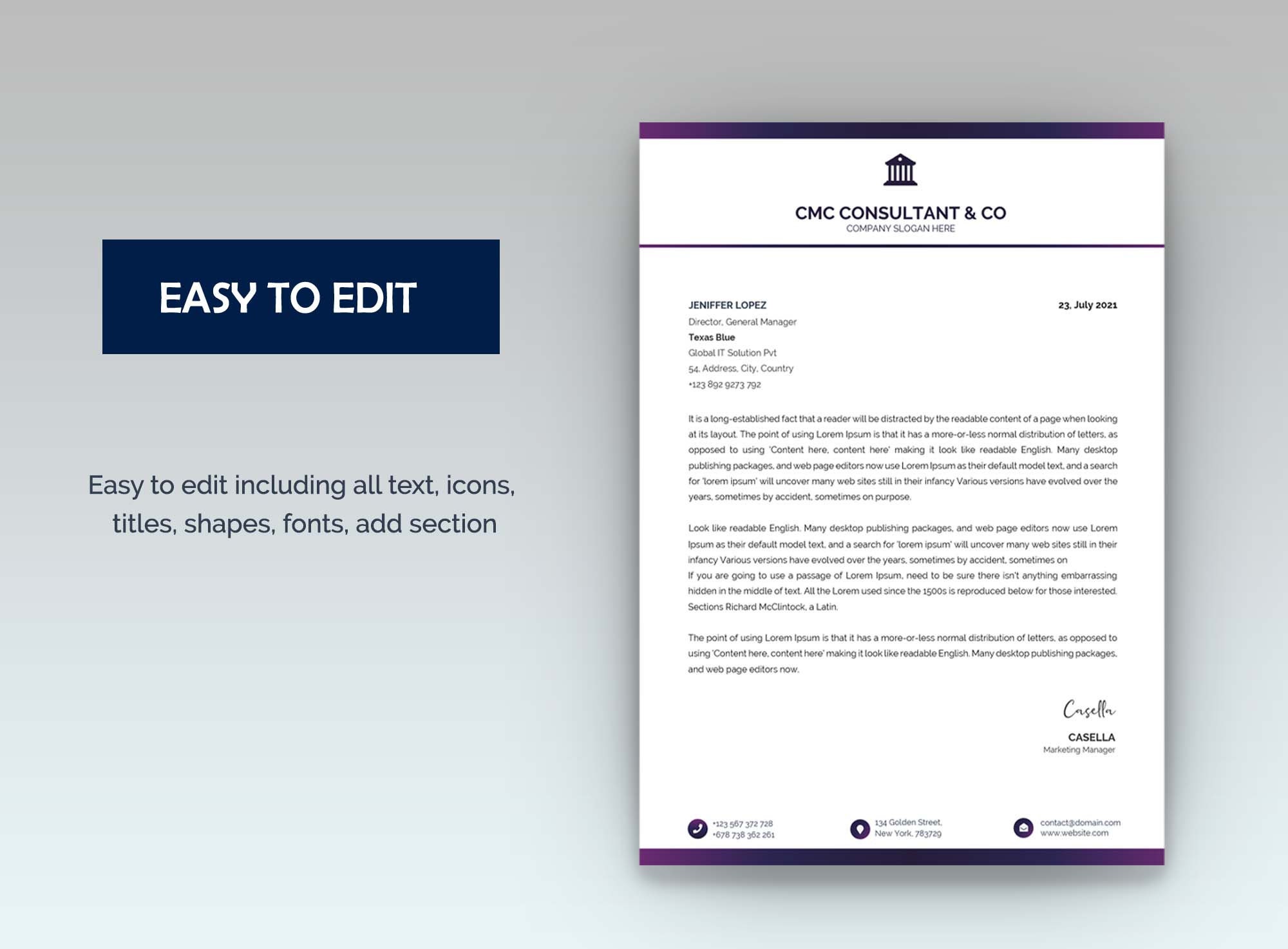 Letterhead Template, Professional Letterhead, Business Letterhead ...