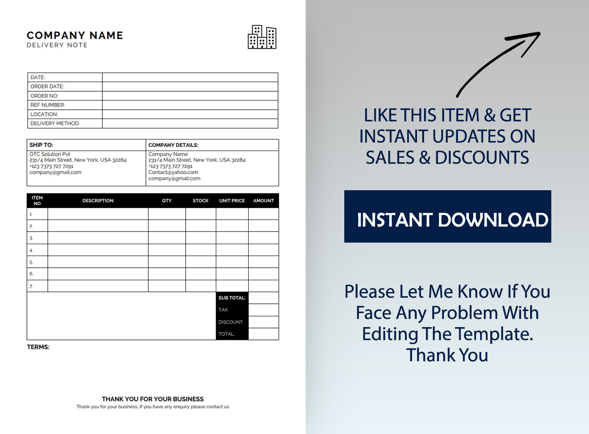 Delivery Note, Modern Delivery Note Example, Digital Delivery Note ...
