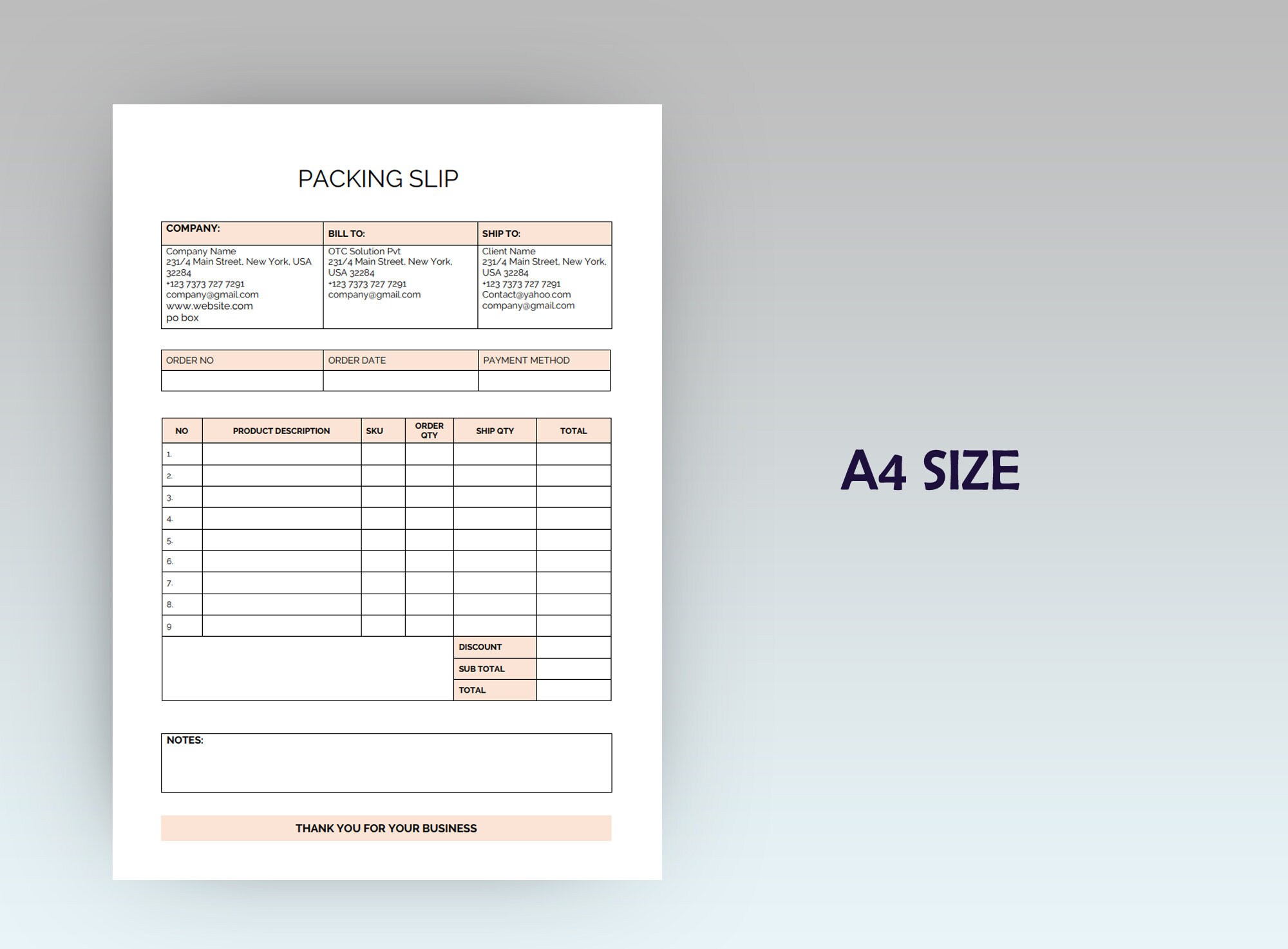 Packing Slip Template, Editable Packing Slip Word Packing List Template ...