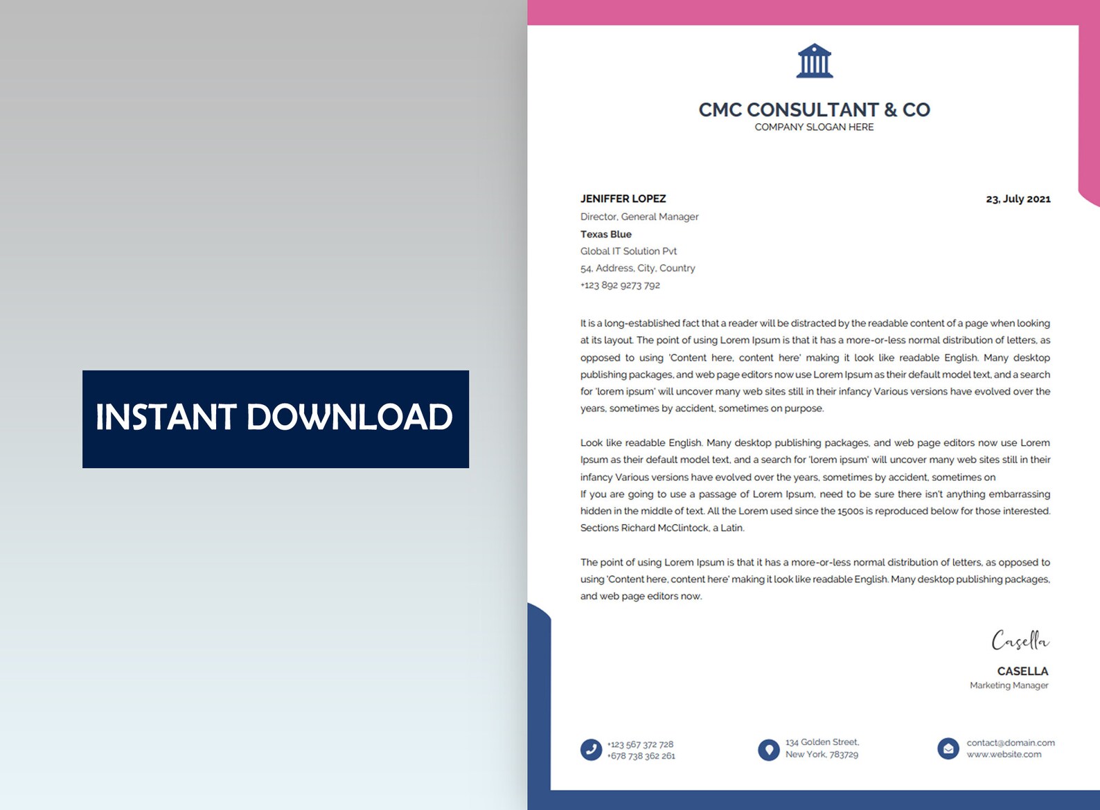 Business Letterhead, Letterhead Template, Editable Letterhead Template ...