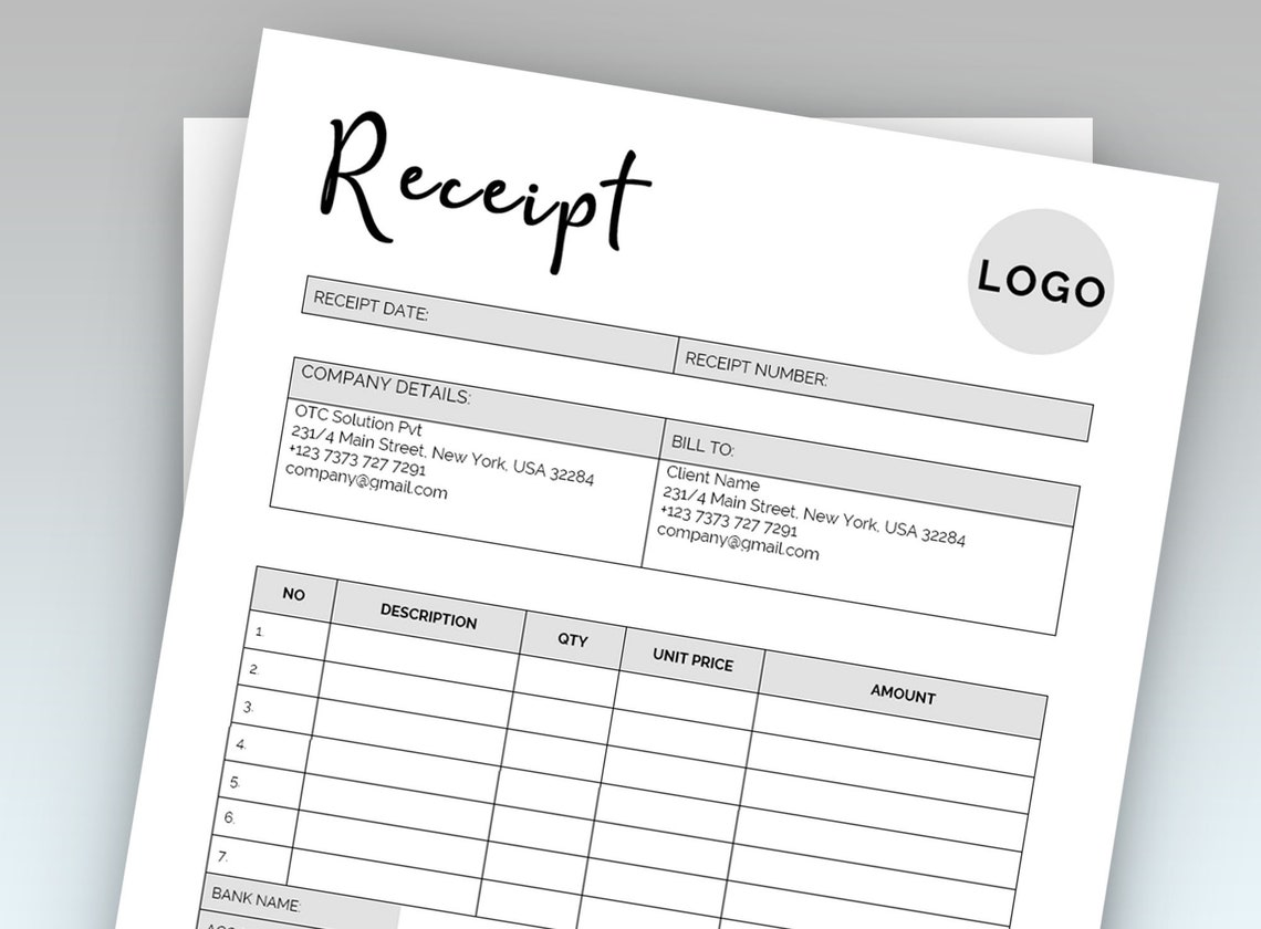 Editable Receipt Template, Business Invoice Receipt Template Receipt ...