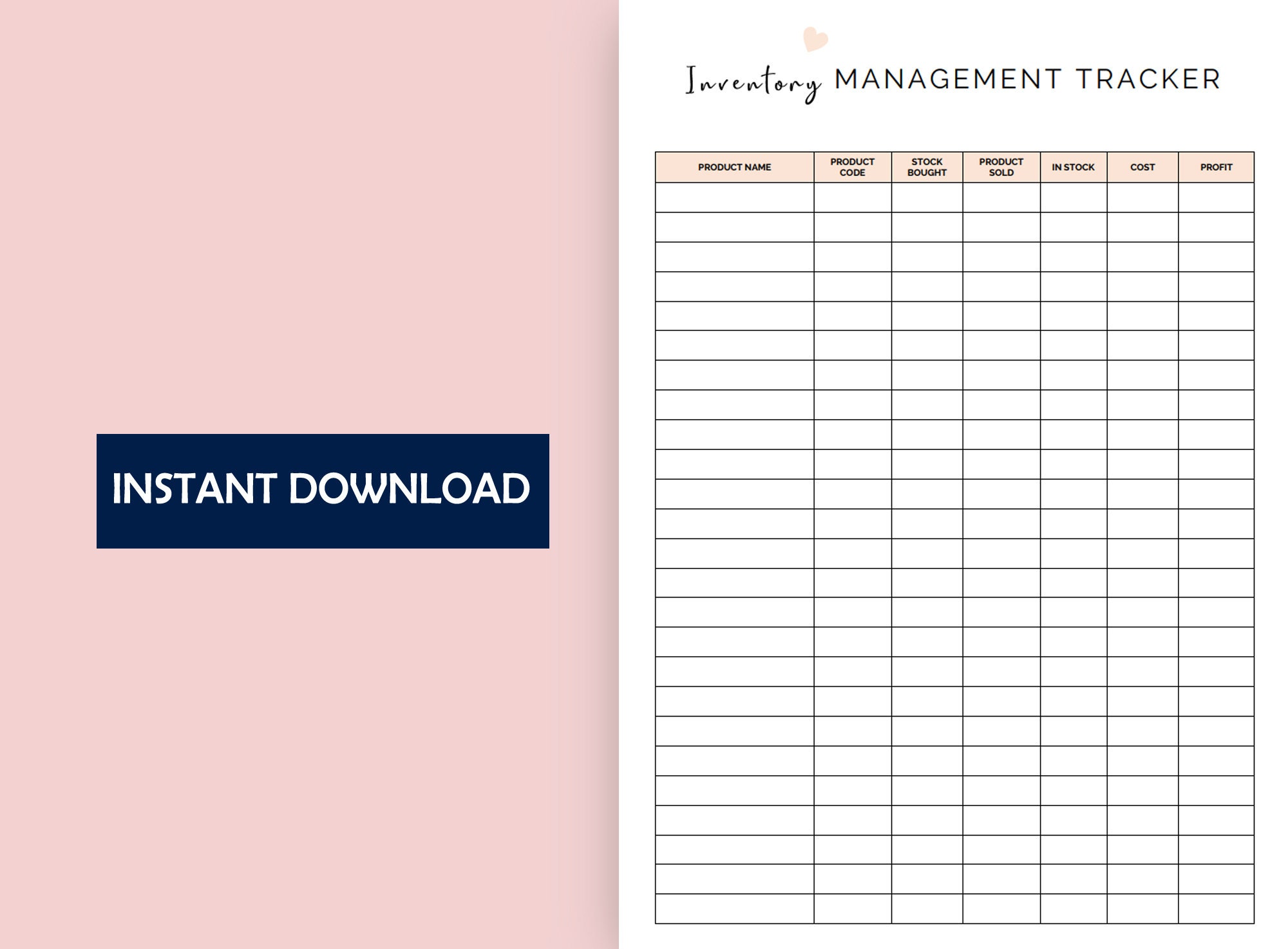 Printable Inventory Management Tracker, Inventory Tracker, PDF ...