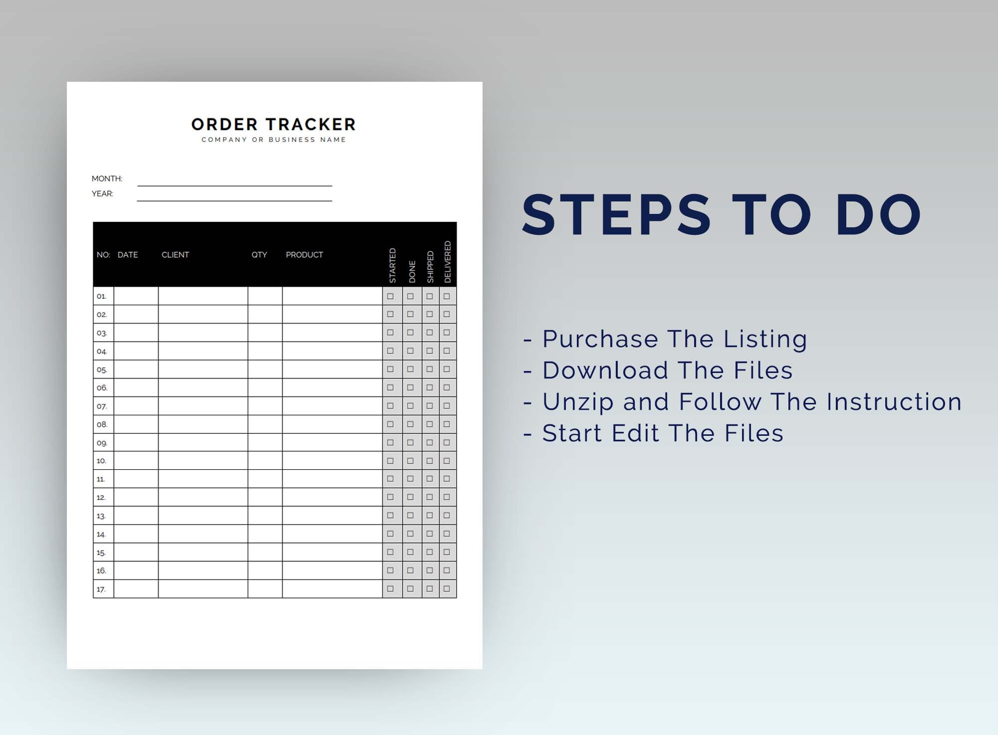 Editable Order Tracker Template, Order Sales Tracker, Small Business ...