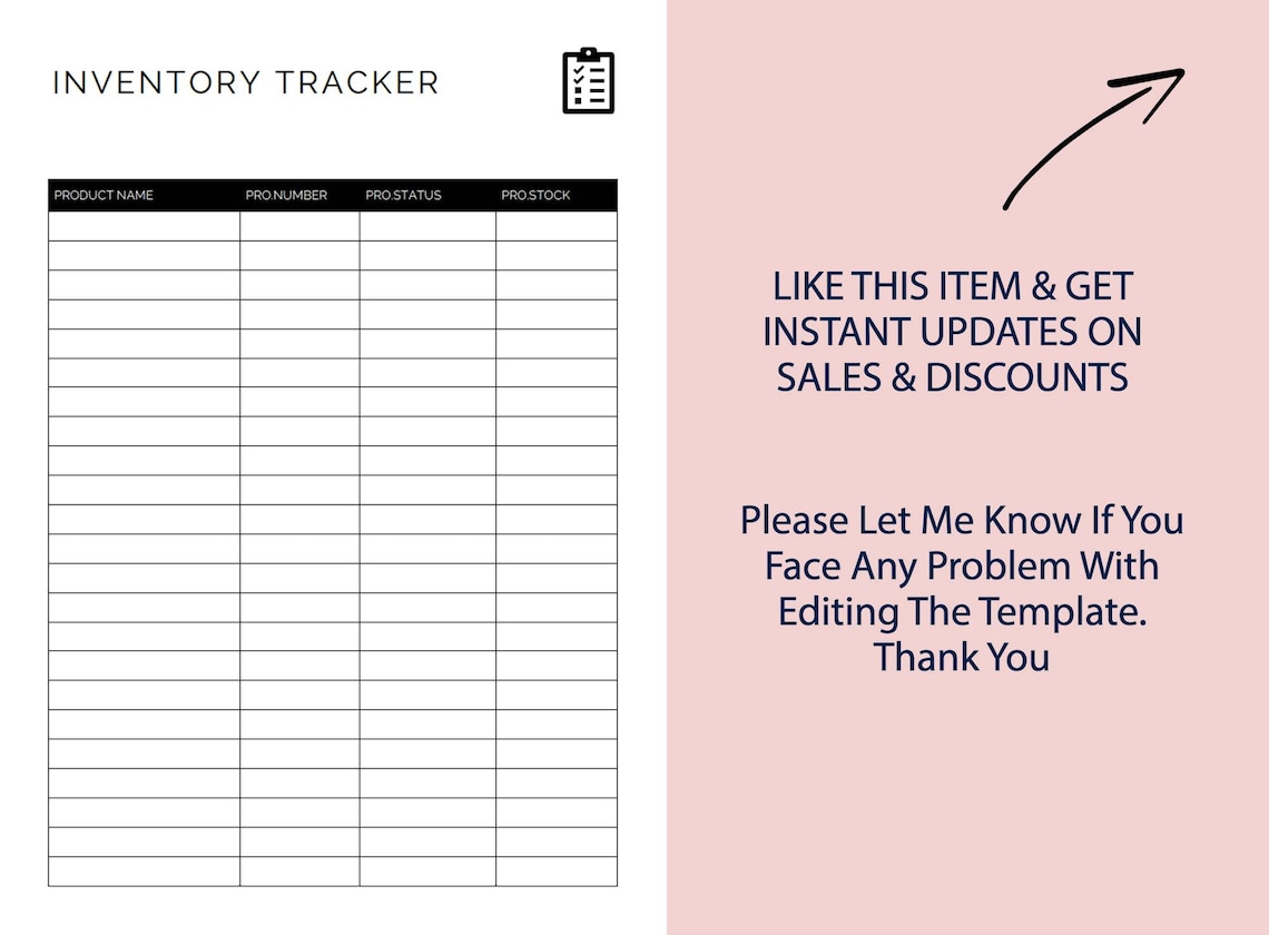 Printable Inventory Tracker Product Inventory Tracker Small - Etsy