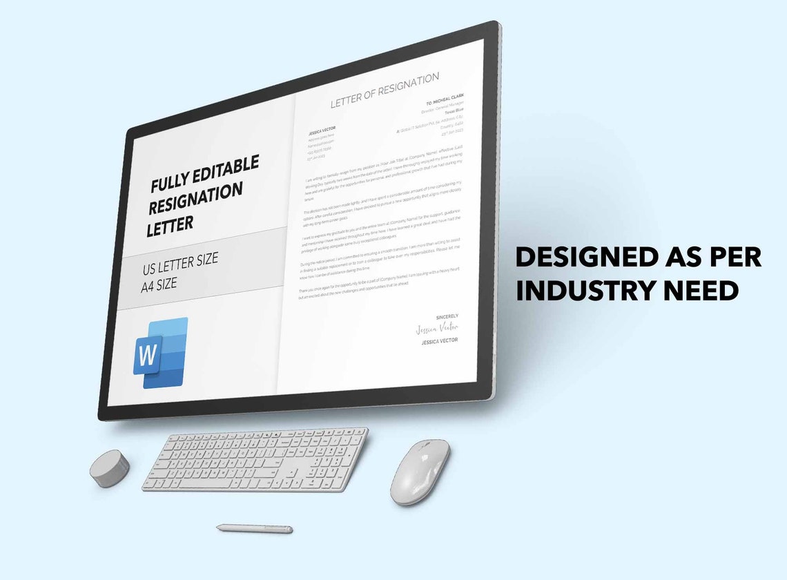 Resignation Letter Template, Notice Letter, Letter of Resignation ...