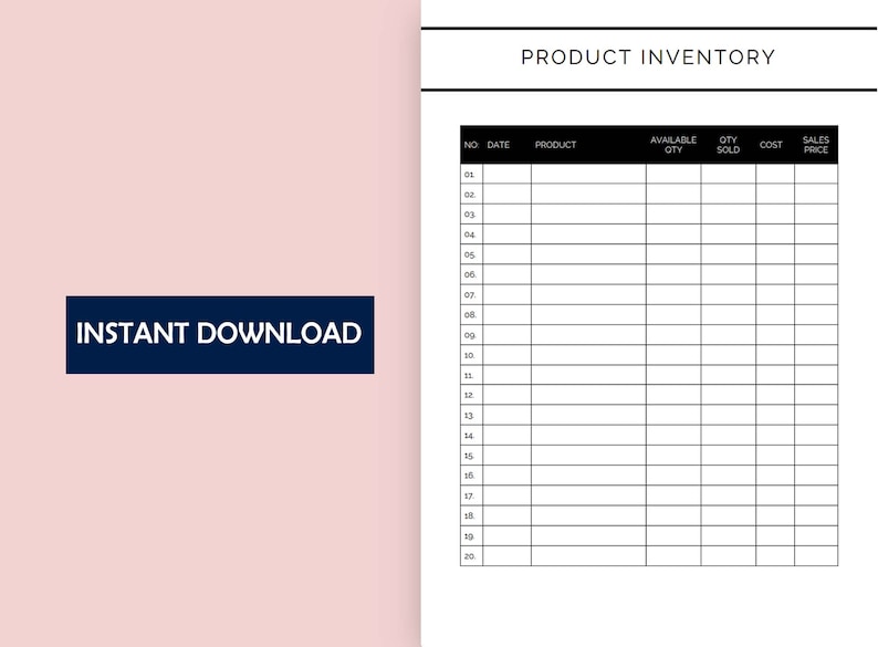 Inventory Management Template Printable, Inventory Management Sheet, Small Business Inventory ...