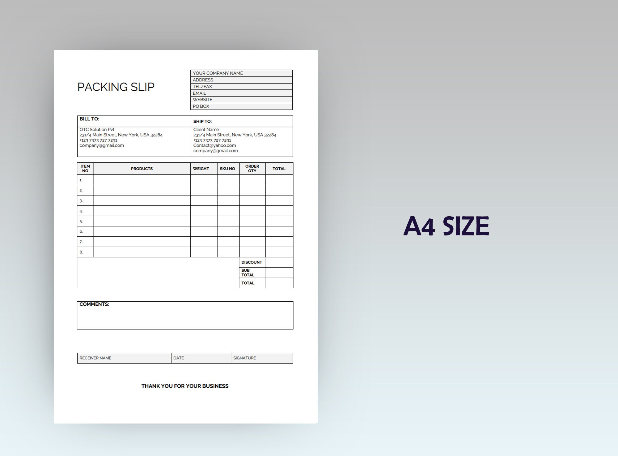 Packing Slip Template, Editable Packing Slip Microsoft Word, Printable ...