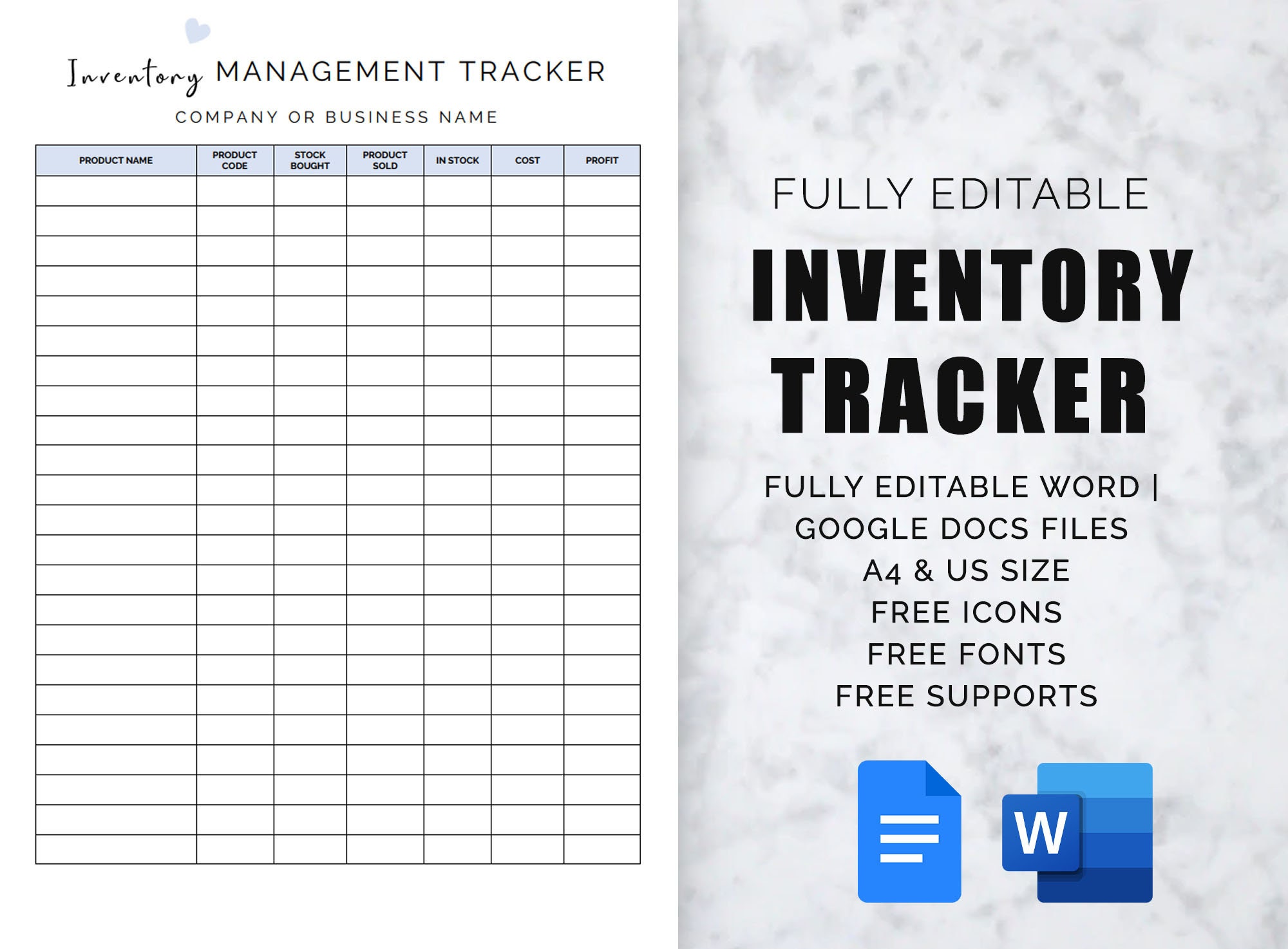 Editable Business Inventory Template, Inventory Management Tracker ...
