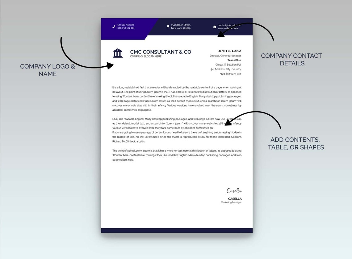 Letterhead Template, Professional Letterhead, Business Letterhead ...