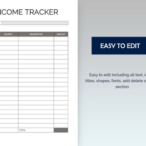 Editable Monthly Income Tracker Template, Printable Income Tracker ...