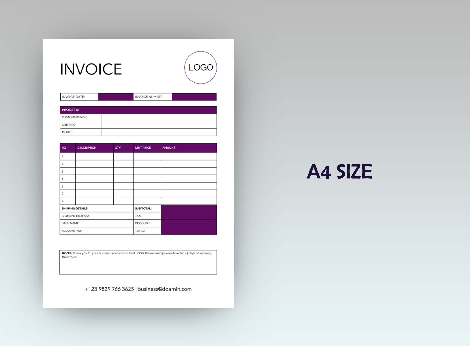 Editable Invoice Template Word Business Invoice Template - Etsy