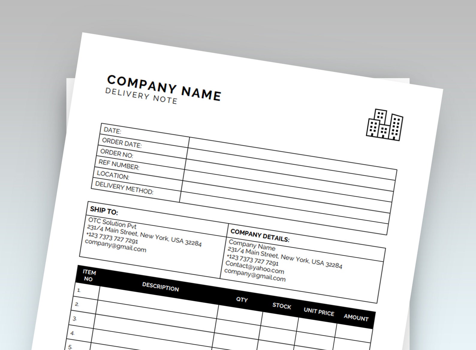 Delivery Note, Modern Delivery Note Example, Digital Delivery Note ...