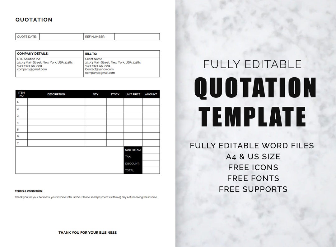 Price Estimate Template, Quotation Template, Quotation Sheet Template ...