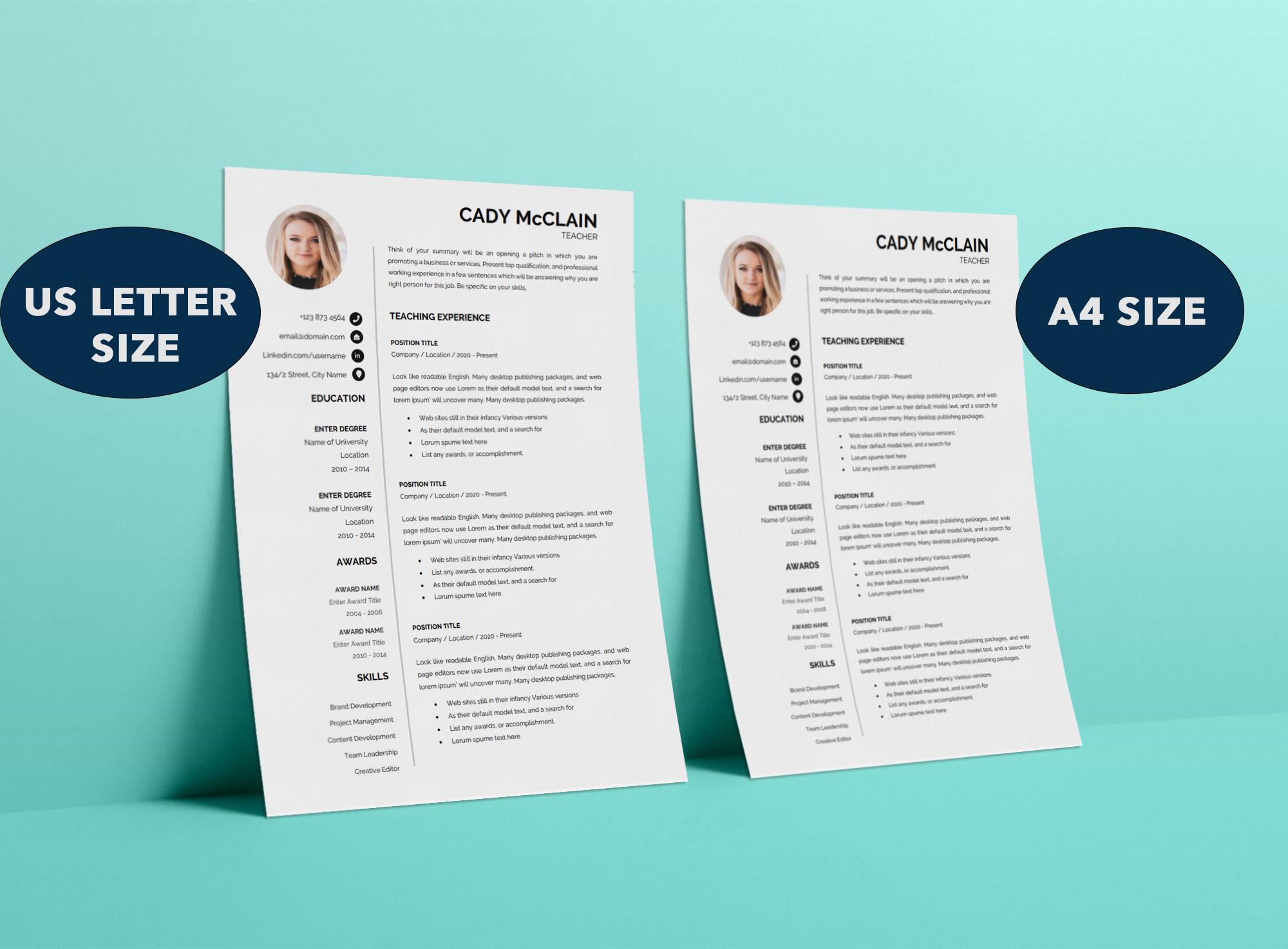 Teaching CV Template, Resume for Teacher, Teacher Resume Template ...