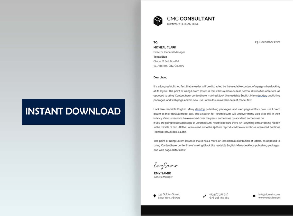 Letterhead Template Company Letterhead Template Letterhead - Etsy Singapore