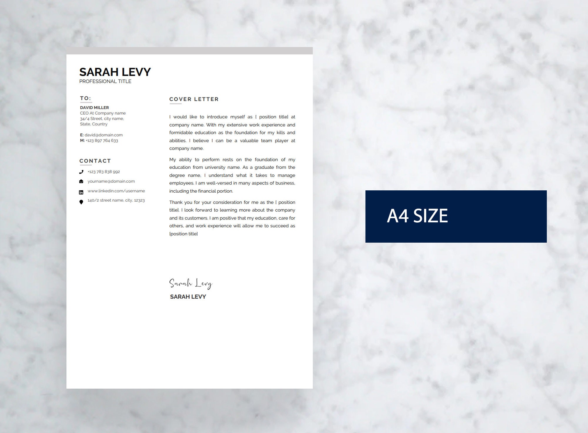 Cover Letter Template Microsoft Word, Professional Resume Cover Page ...