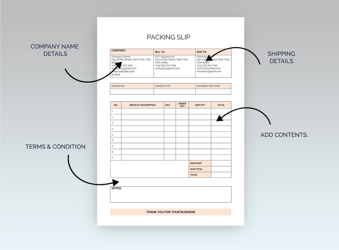 Packing Slip Template, Editable Packing Slip Word Packing List Template ...