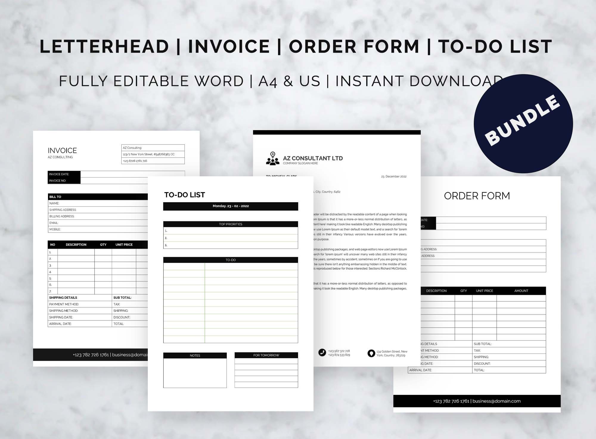 Letterhead Design Business Letterhead Template Company - Etsy