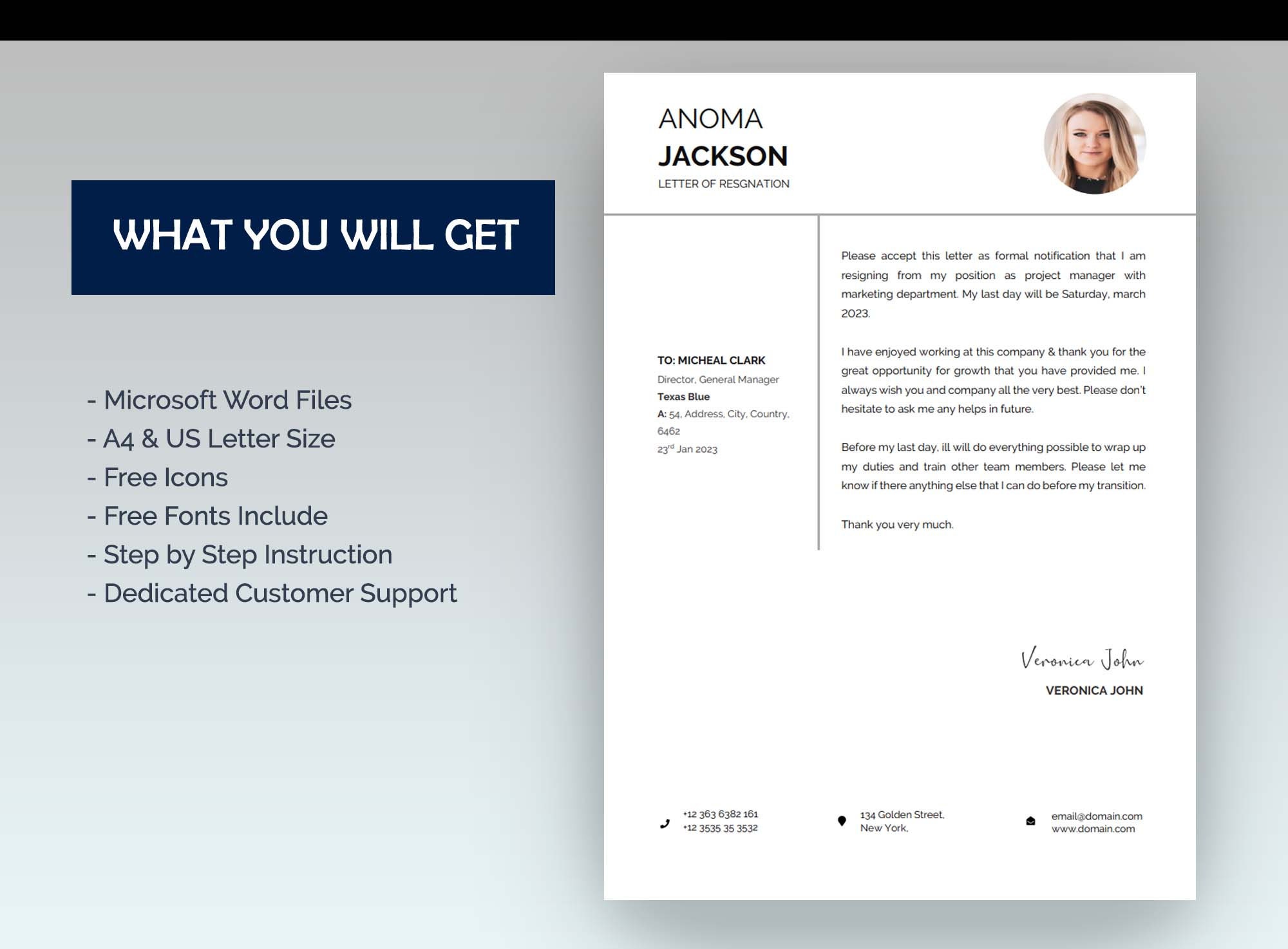 Resignation Letter Professional Resignation Resignation - Etsy