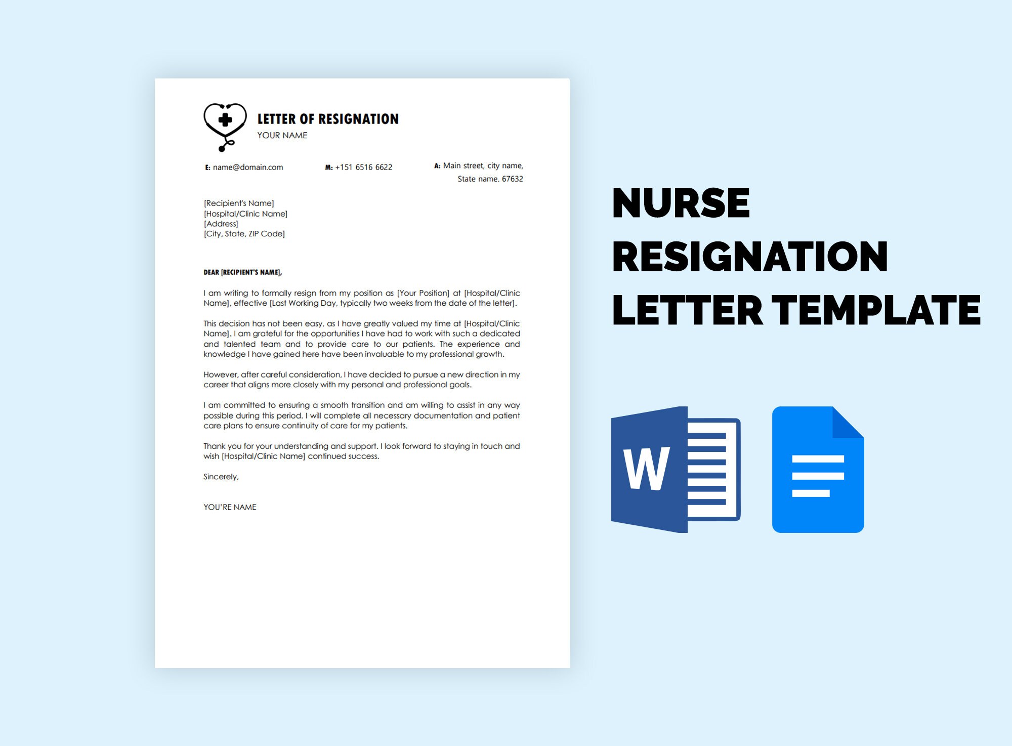Nurse Resignation Letter, Resignation With Sample Writing Google Docs ...