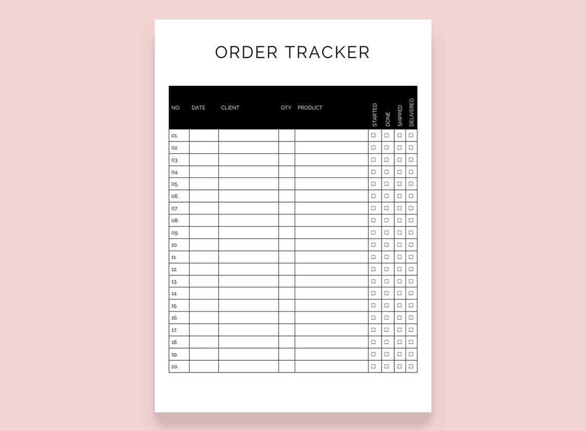 Printable Order Tracker Order Tracking Template PDF - Etsy