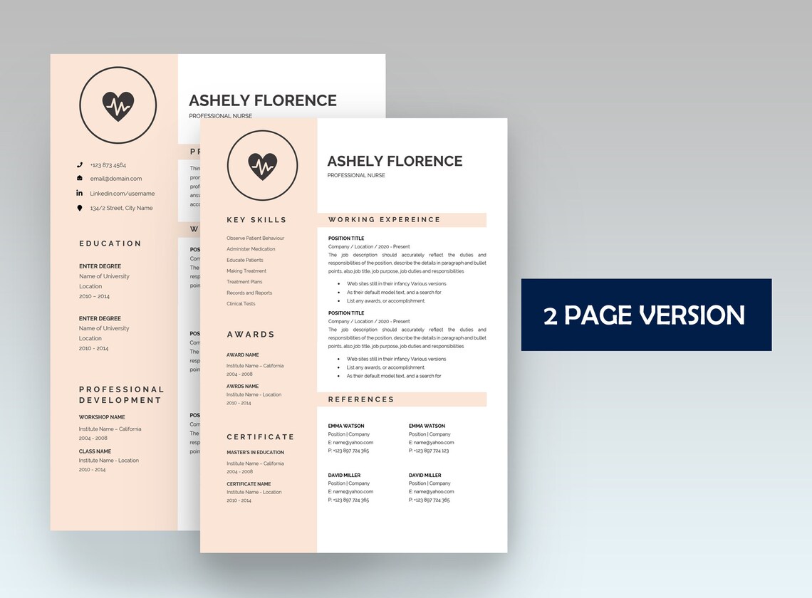 Medical Resume Template Word, RN Nurse Resume Template, RN Resume ...