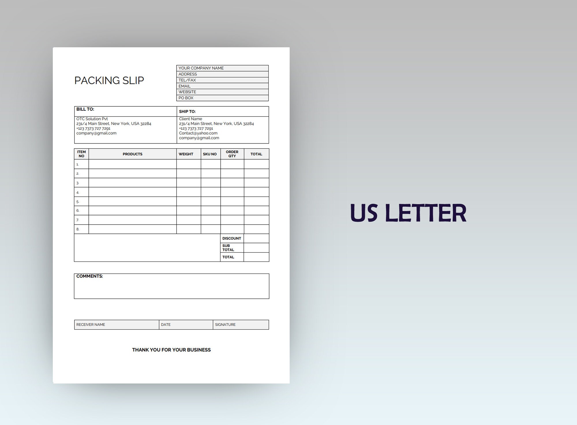 Packing Slip Template, Editable Packing Slip Microsoft Word, Printable ...