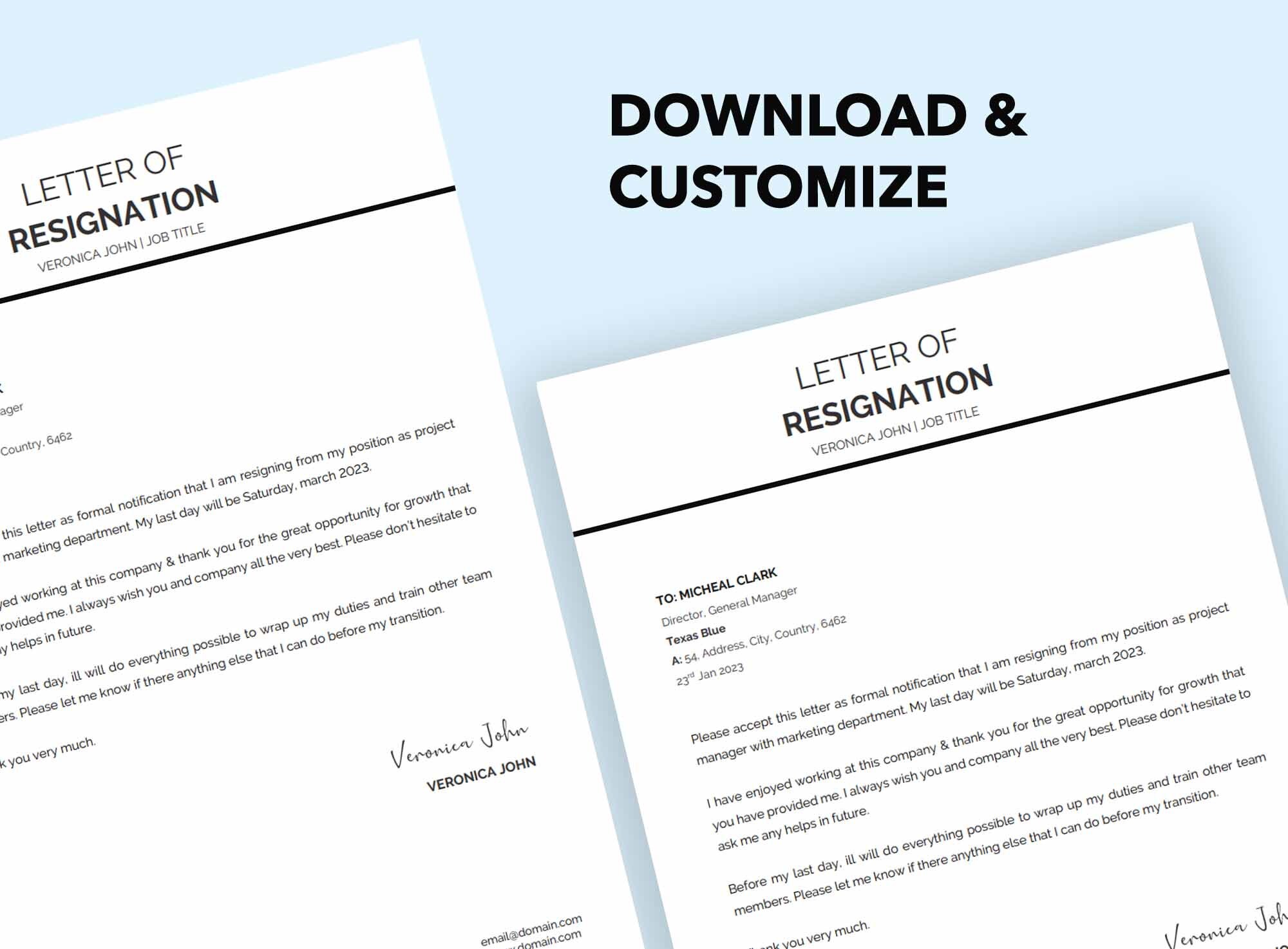 Resignation Letter, Letter of Resignation, Professional Resignation ...