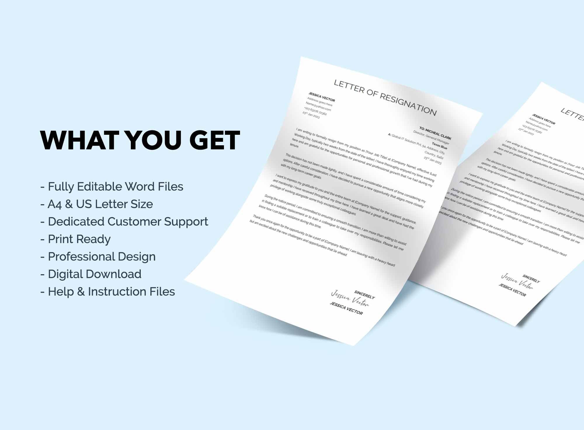 Resignation Letter Template, Notice Letter, Letter of Resignation ...