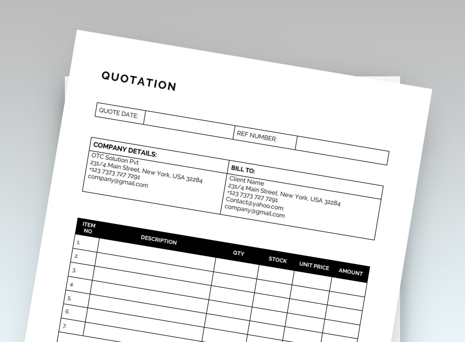 Price Estimate Template, Quotation Template, Quotation Sheet Template ...