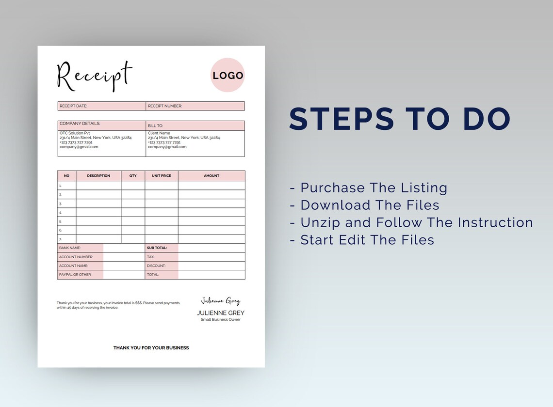 Editable Receipt Template Business Receipt Receipt Template Receipt ...